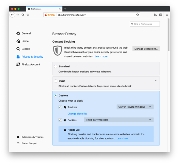 Enhanced Tracking Protection Testing Update - Future Releases