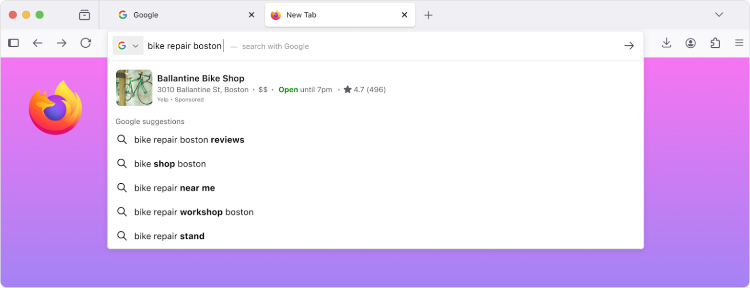 Better search suggestions in Firefox